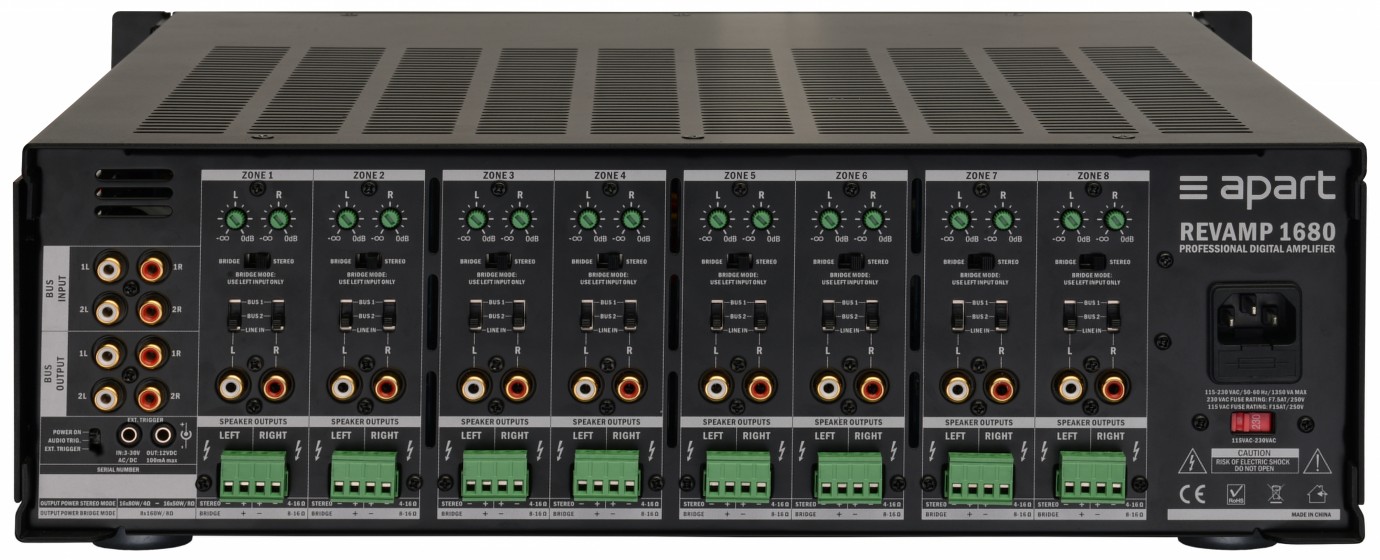 Apart Audio REVAMP1680 16-channel bridgeable digital power amplifier ...